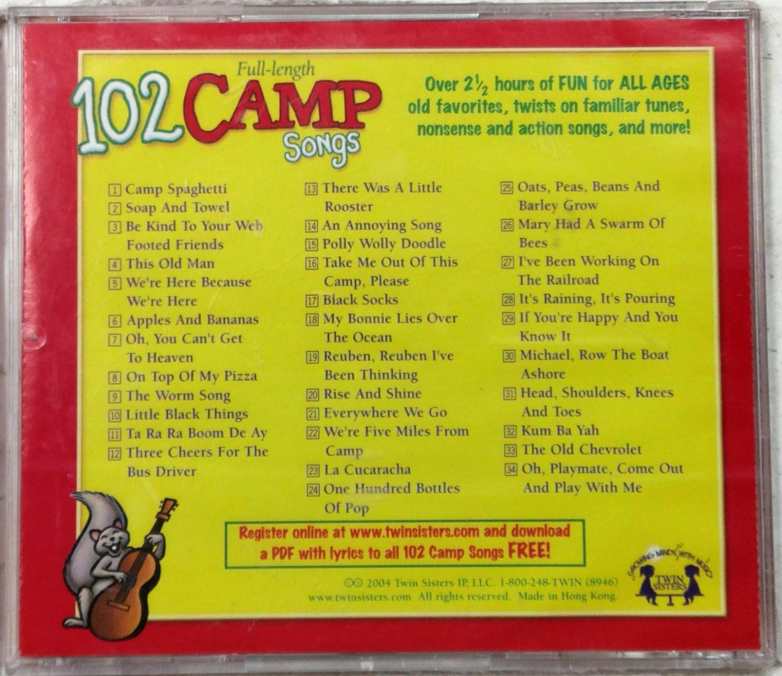 102 Camp Songs Volume One CD 2004 Kids Songs Twin Sisters Label | eBay