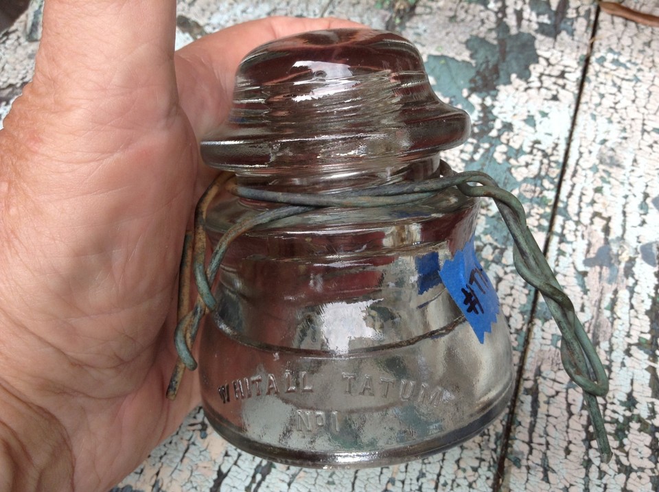 lot of 4 asstd antique clear glass telephone telegraph insulators w ...