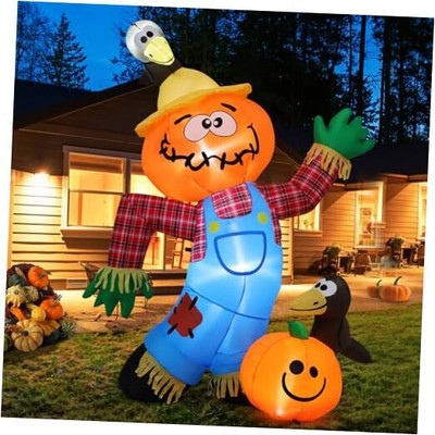 6 FT Thanksgiving Inflatable Decorations Crow Fall Harvest Pumpkin ...