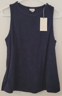 Women's Terry Tank Top - A New Day Navy Size S NEW | eBay