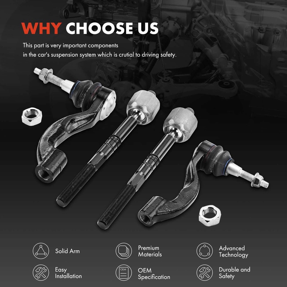 4x Inner & Outer Tie Rod End Assembly for Cadillac ATS 2013 2014 2015 ...