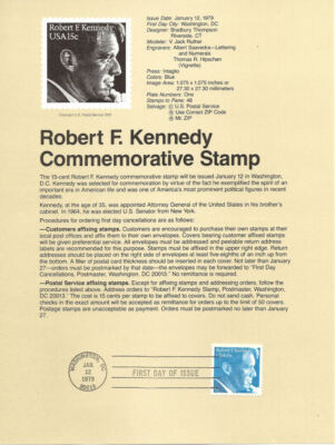 #7901 15c Robert F. Kennedy Stamp #1770 USPS Souvenir Page | eBay