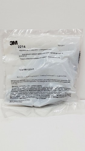 3M 2214 Adjustable Wrist Strap With 5" Inch Coil Ground Cord 98-0798 ...