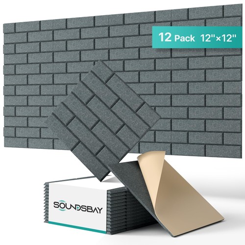 Acoustic Wall Panels Self-Adhesive, 12 Pack Sound Absorbing Panels ...