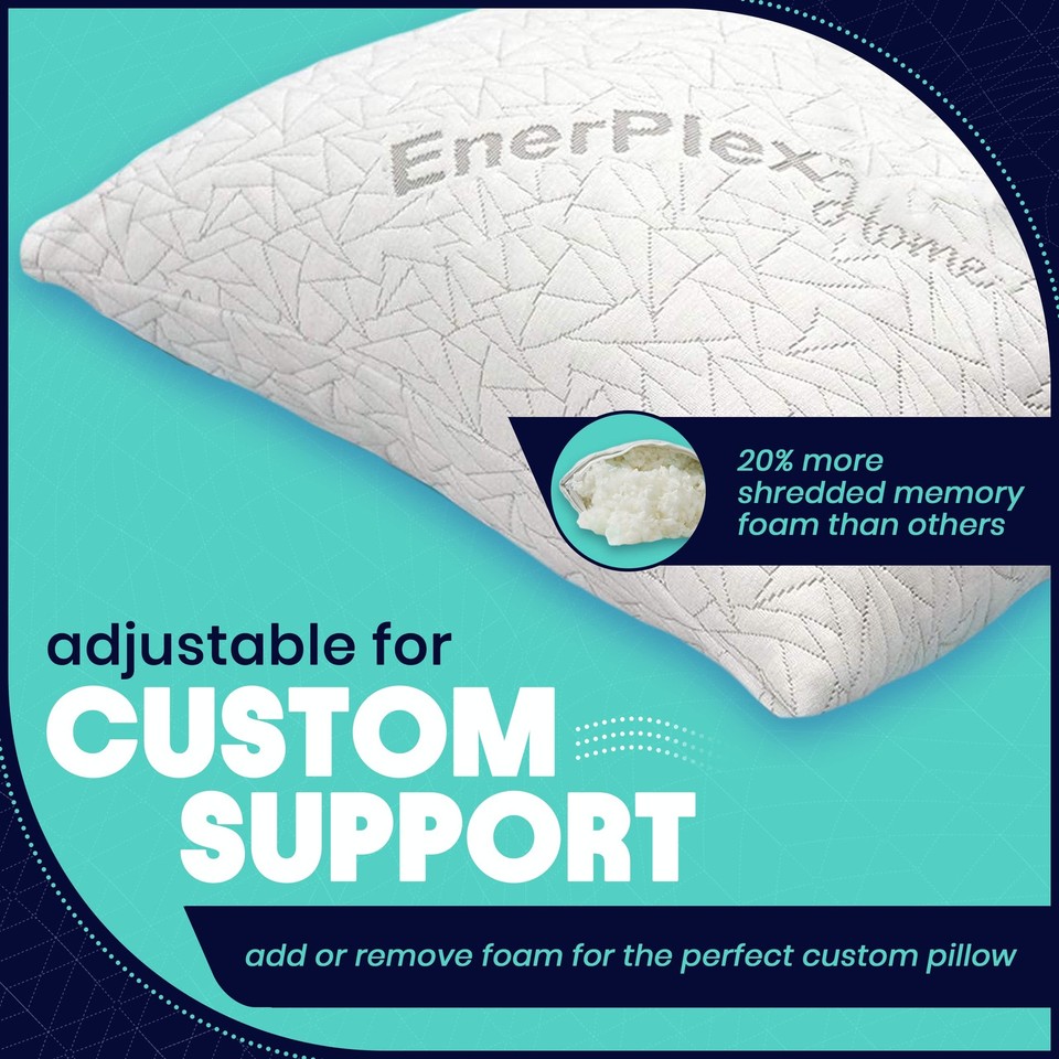 EnerPlex Queen Size Memory Foam Pillows - Pack of 1 - Adjustable Fill ...
