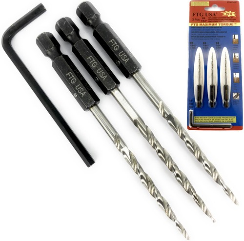 Replacement Tapered Countersink Drill Bit Set 3 Pc (#4) 7/64 ...
