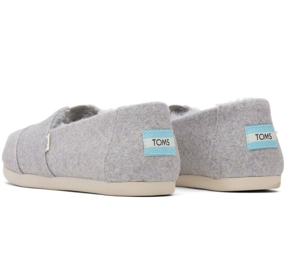 New TOMS Womens Alpargata Felt Faux Fur Lining Slip On Shoe Frost Gray ...