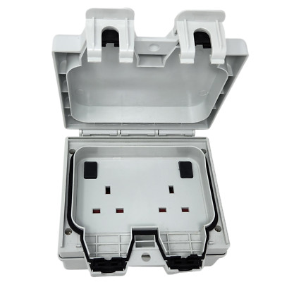 Outdoor Double Socket 2 Gang Switched 13A IP66 WEATHERPROOF For Garden ...
