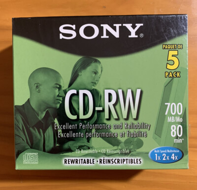 New & Sealed! Sony CD - RW 5 Pack Blank Discs 700MB 80Min Rewritable ...