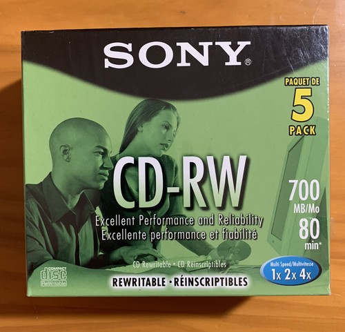 New & Sealed! Sony CD - RW 5 Pack Blank Discs 700MB 80Min Rewritable ...