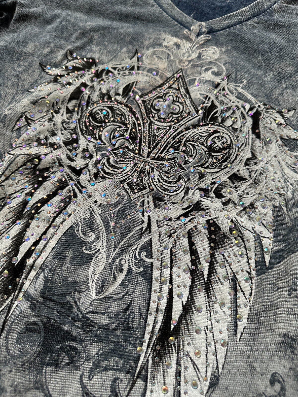 Y2k Wing Shirt Front Back Graphic Rhinestone Women’s … - Gem