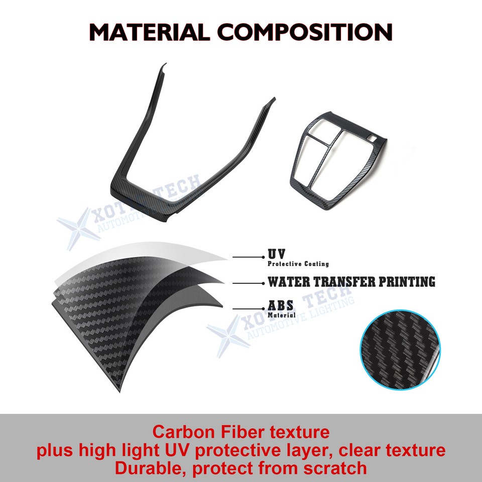 Carbon Fiber Texture Inner Overlay Cover Trim Combo Kit For Toyota RAV4 ...