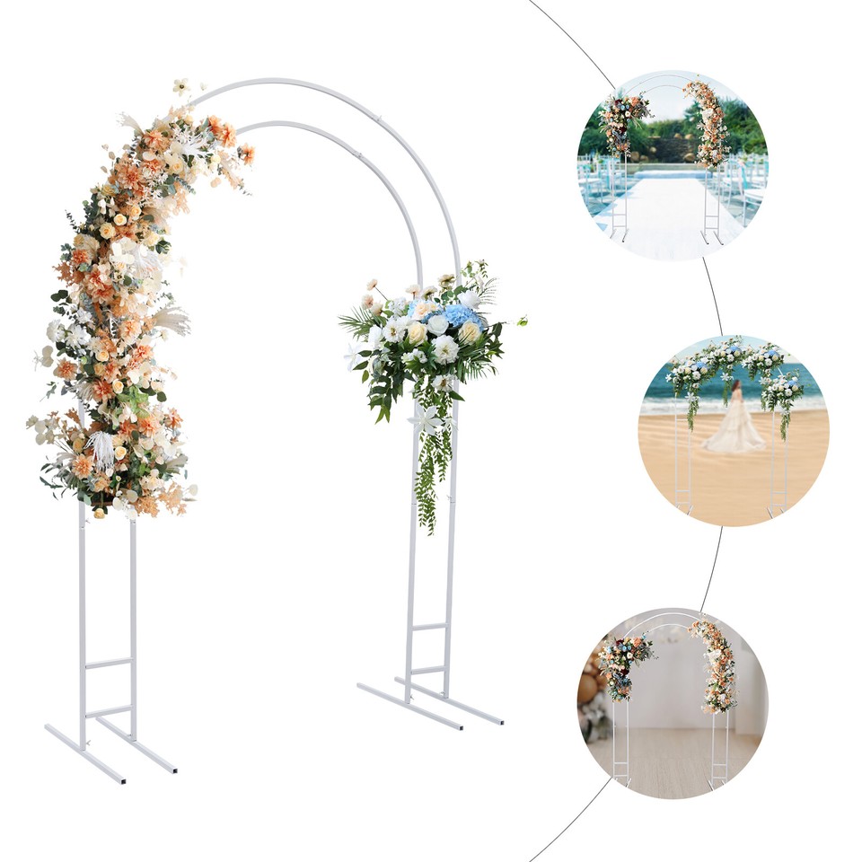 7.2FT Lightweight Steel Arch Wedding Garden Bridal Party Arbor Arches ...