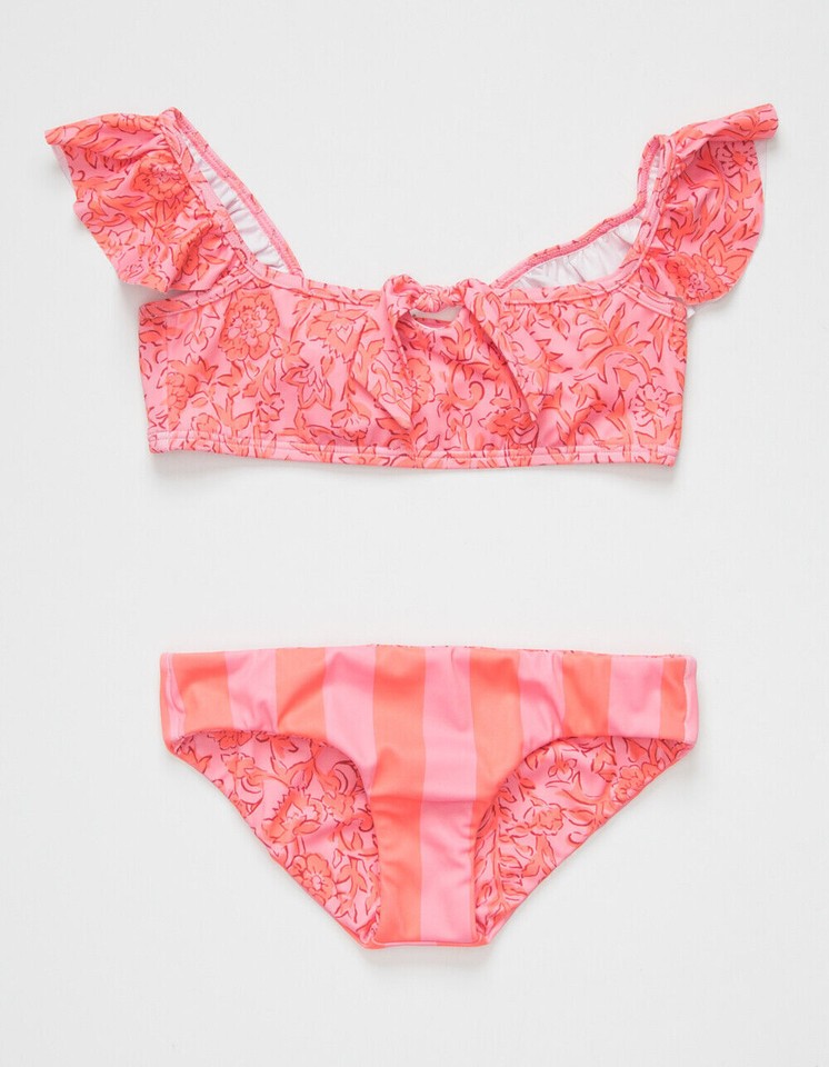 Billabong Big Girls' 2 Bella Sol Ruffle Flutter Reversible Bikini Set ...