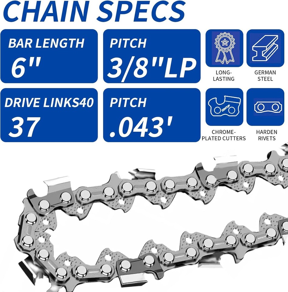 6 Inch Chainsaw Chain and Guide Bar, Replacement Chain Saw Bar and ...