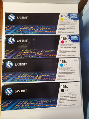 4X Genuine HP 125A Set CB540A CB541A CB542A Toner Black Magenta Cyan ...