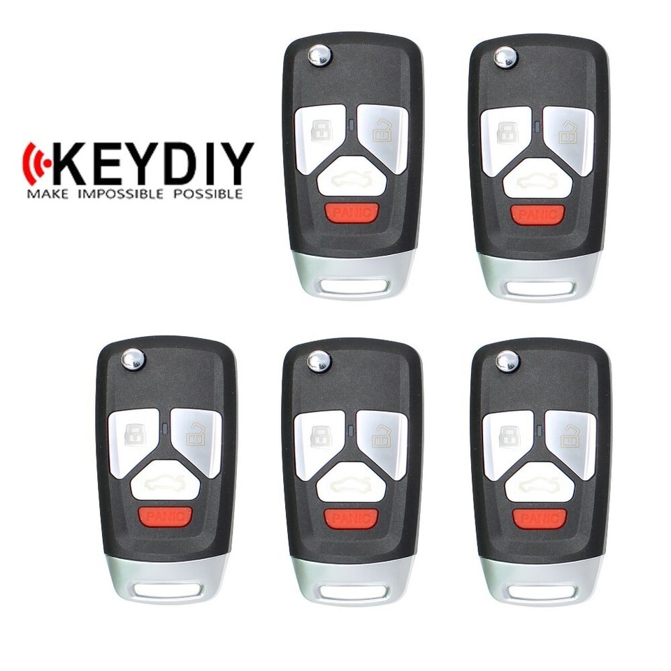 5x KEYDIY Universal Car Flip Remote Wireless Key Audi Style 4 Buttons ...