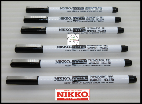 6 x BLACK Nikko Name Laundry / Freezer Bag Marker Pen 1.0mm 1501 In ...