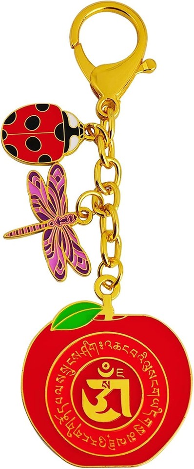 Feng Shui Apple With Ladybug & Dragonfly Keychain Peace Luck Amulet ...