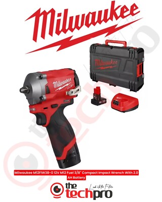 Milwaukee M12FCIWF38G3-0 12v Fuel 3/8" Compact Impact Wrench With 2.0 ...