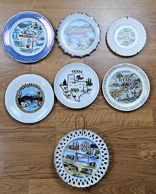 Vintage Old Decorative Plate Collection from 50 States U.S.A 6" - 7-1/2 ...