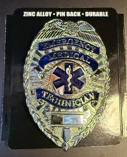 Emergency Medical Technician (EMT Blue on Silver Metal Badge) | eBay