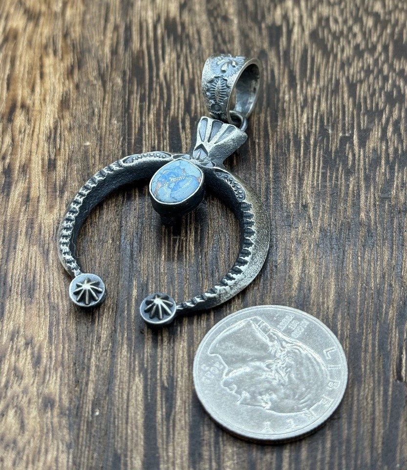 Navajo Handmade Sterling Silver Golden Hills Turquoise Naja Pendant ...