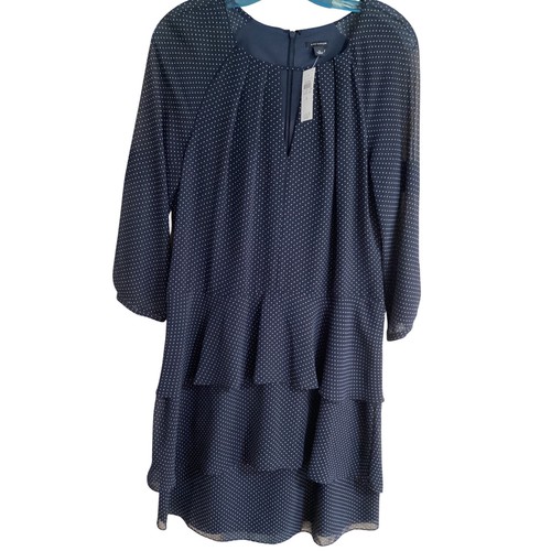 Ann Taylor Navy White Polka Dot Ruffle Tiered Midi Dress Size 6 NWT ...