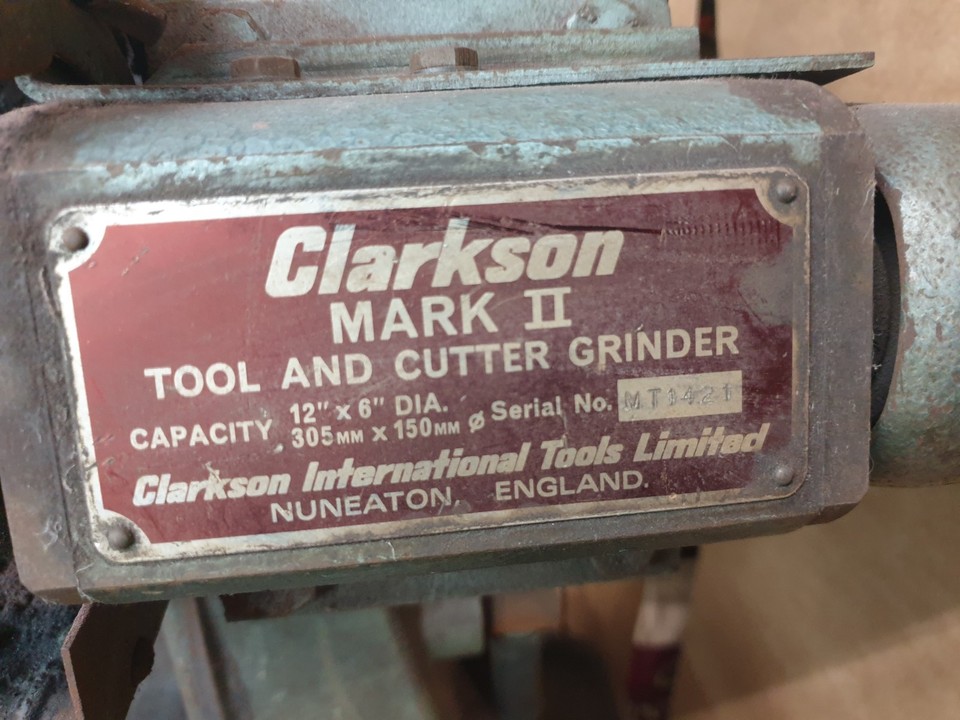clarkson mark II tool and cutter grinder, industrial machine, clearance ...
