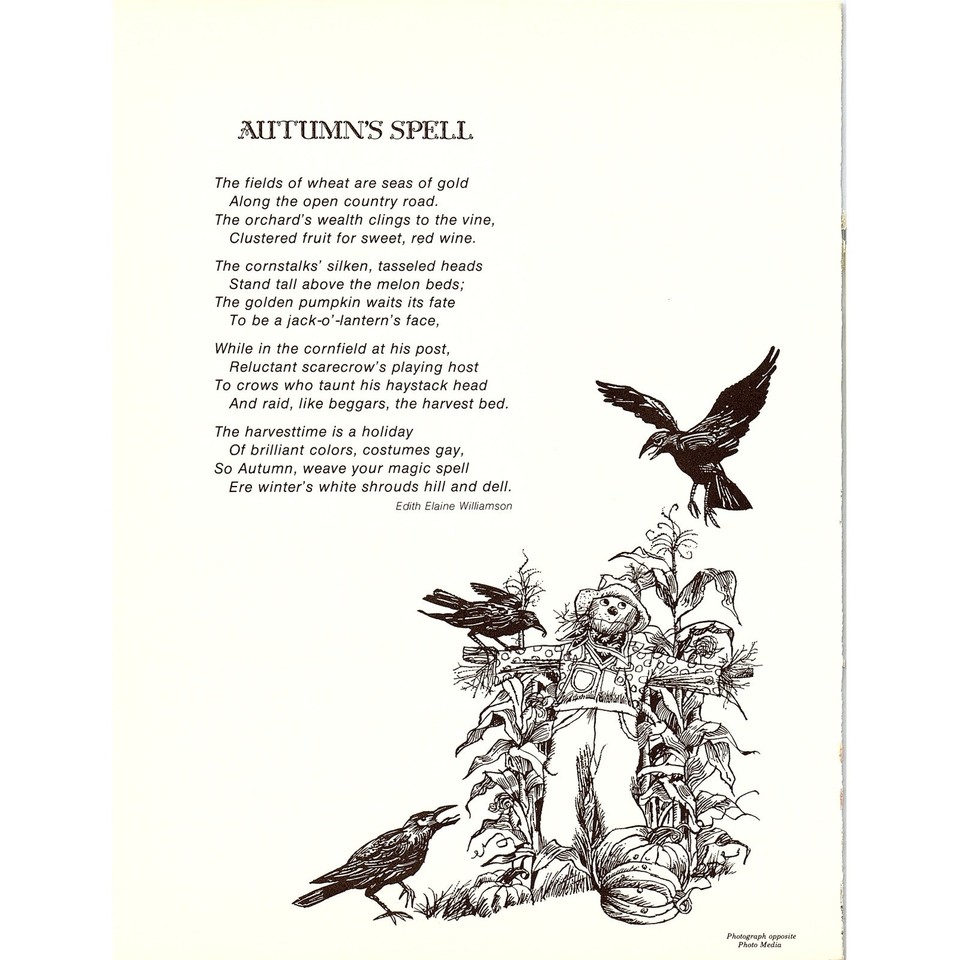 Autumn's Spell Edith Elaine Williamson 1970s Poem Retro Kitsch Wall Art ...
