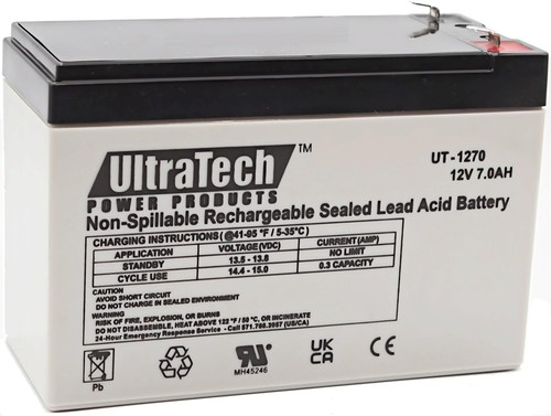 UltraTech UT1270 / UT-1272-F1 12V 7 Ah Sealed Lead Acid Alarm Battery ...