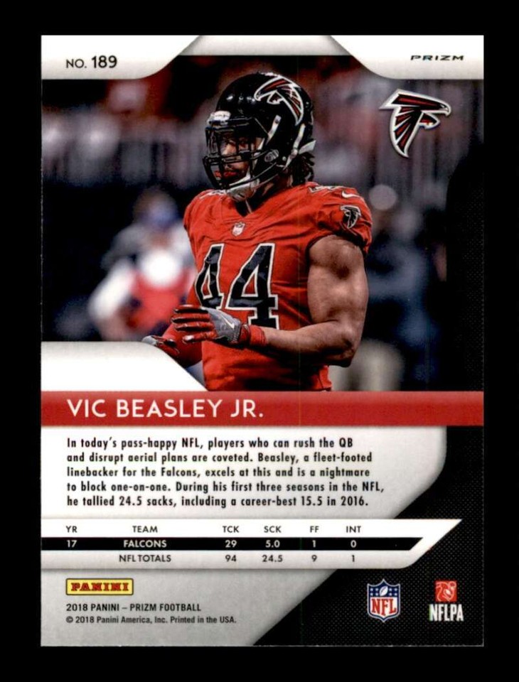 2018 Panini Prizm Green Prizm Vic Beasley Jr. #189 Atlanta Falcons | eBay