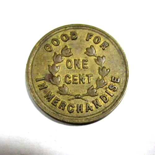 1800's Consolidated Racket Stores 1-Cent Trade Token Store Card ...