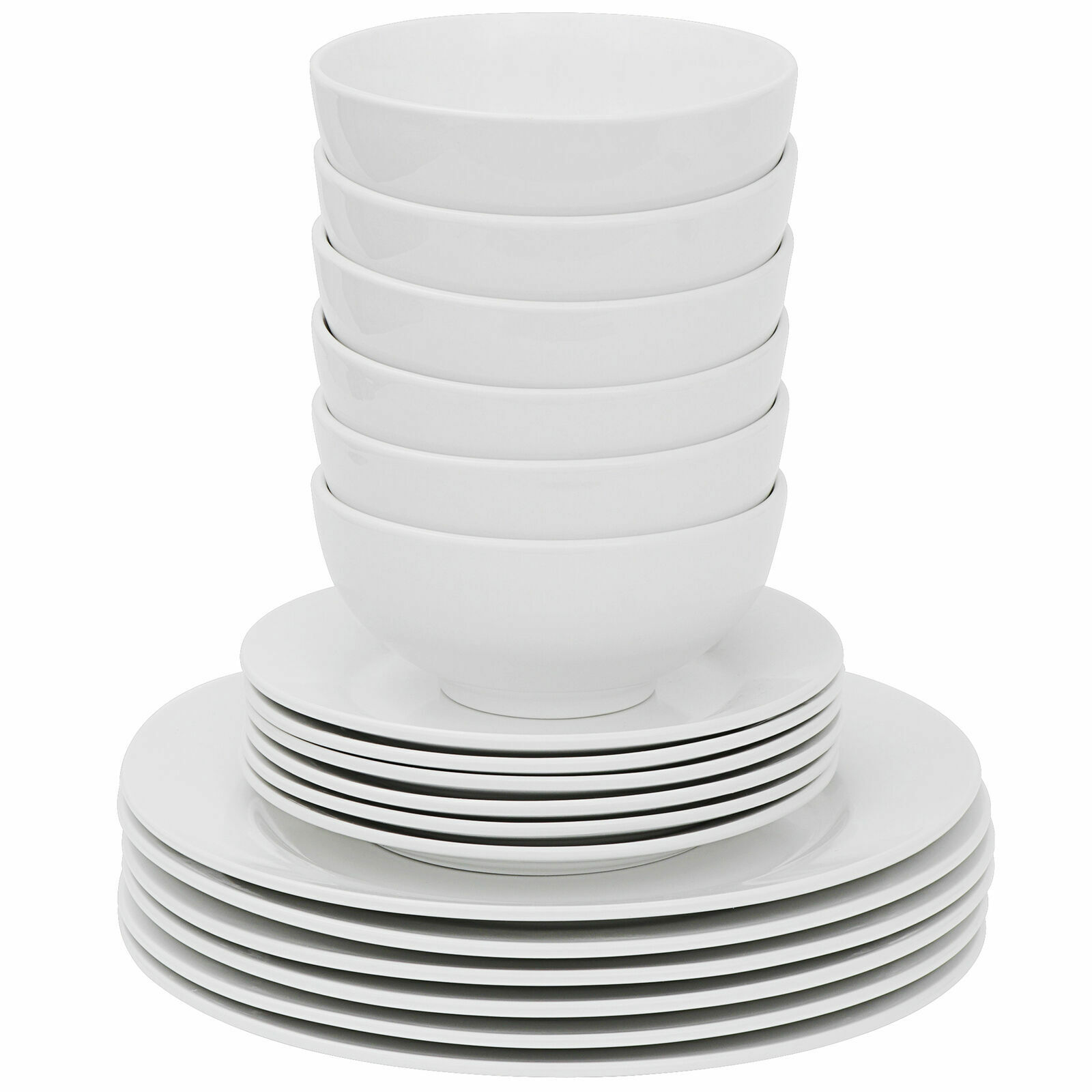 18-Piece Dinnerware Set Round Dinner Plate Dish Service White Dinner ...