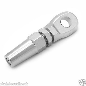 6MM STAINLESS STEEL 316 MARINE GRADE SWAGELESS EYE TERMINALS / WIRE ...