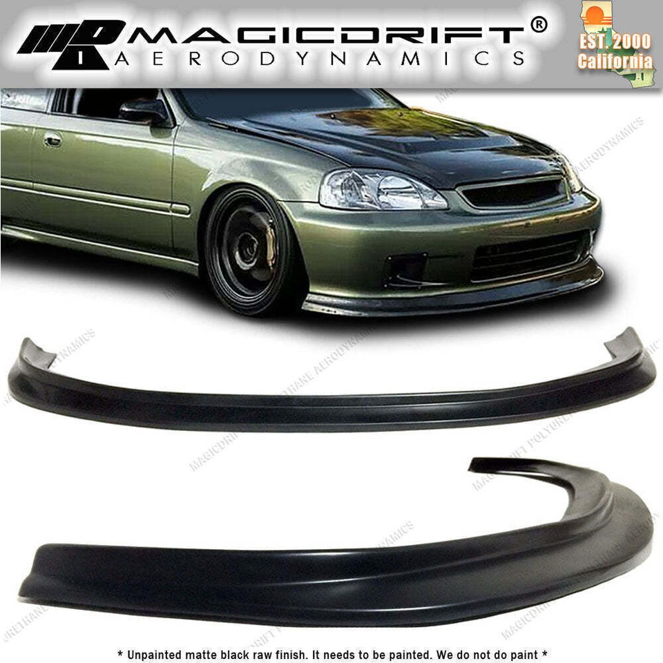 For 99-00 Honda Civic EK EK9 MDA Style Front Bumper Flat Splitter ...