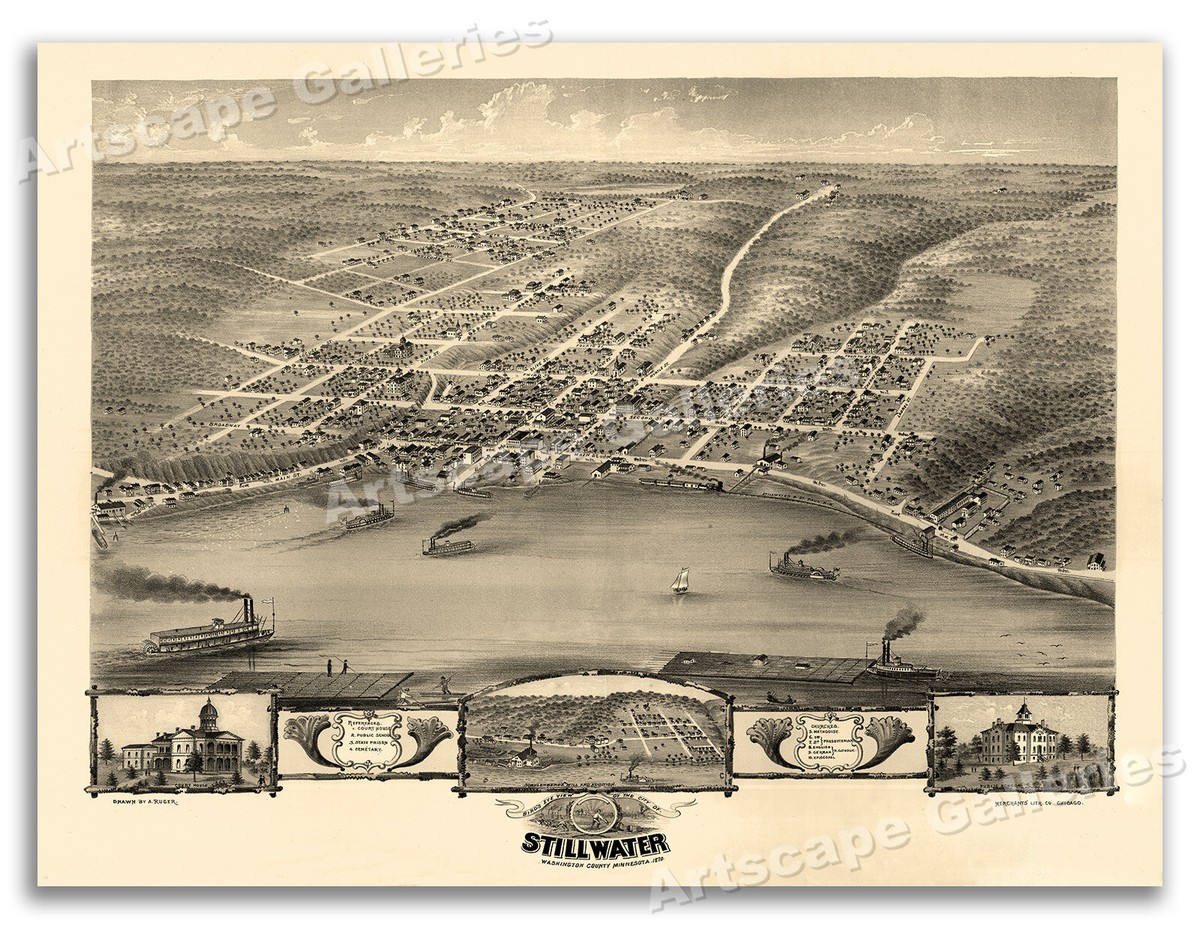 Minneapolis Birds Eye View Map Of Minneapolis Minnesota Vintage Birds