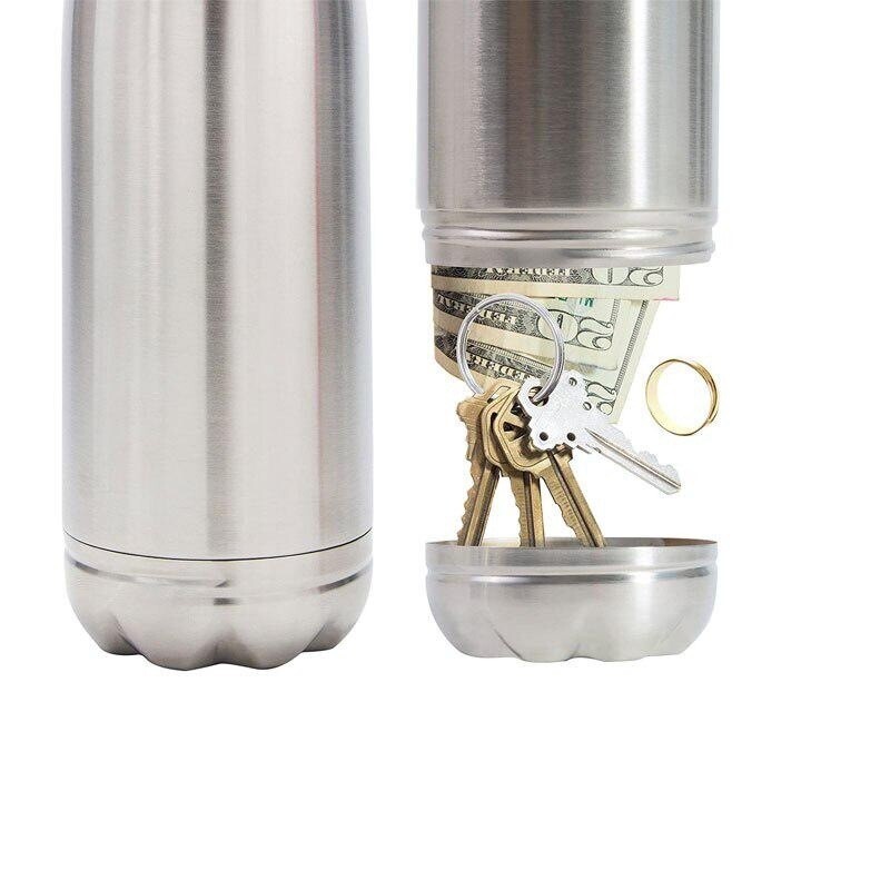 Silver 750ml Water Bottle Secret Compartment *Stainless Steel* Discreet ...