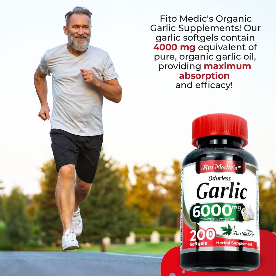 Garlic Pills 6000 mg Equivalent 200 softgels Organic Garlic 200 ...