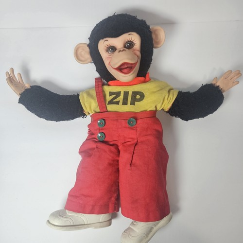 Vintage Zip The Monkey Rubber Face 15" Plush Doll Rushton Co. Zippy ...
