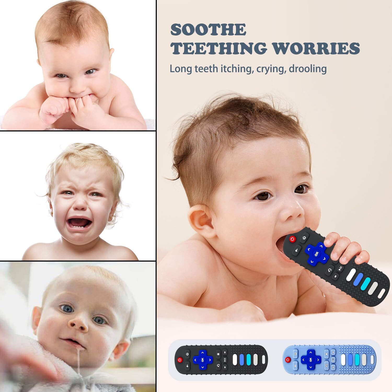 Baby Teether Toys - Silicone TV Remote Teething Toys for Babies 6-12 ...
