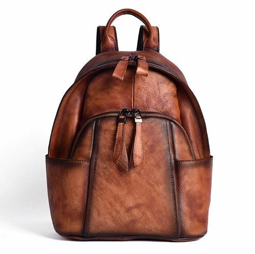 New Women Genuine Real Cow Leather Backpack Handbag Travel Bag Size M ...