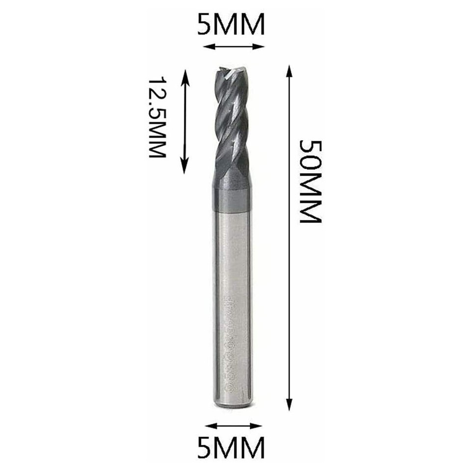 5× HRC45 5mm CNC Carbide End Mill 4 Fultes Milling Cutter,Tungsten End ...
