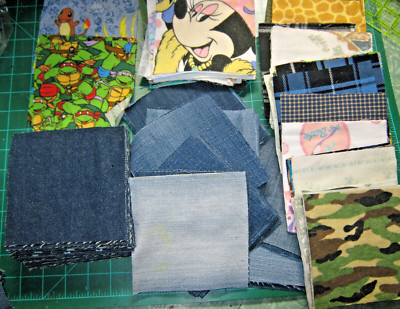 5" RAG QUILT Patches - Lot of 200 Squares -100 Denim & 100 Multi-Color ...