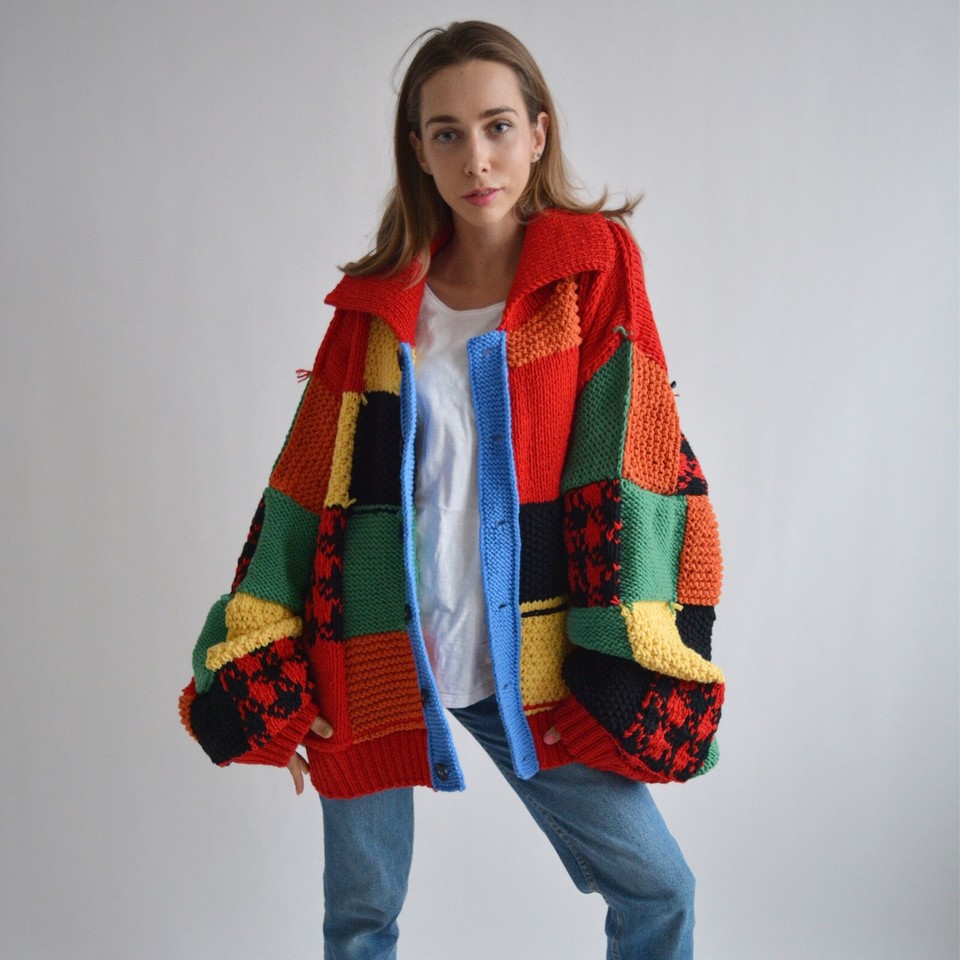 JW Anderson colorblock cardigan Harry Styles patchwork cardigan Merino ...