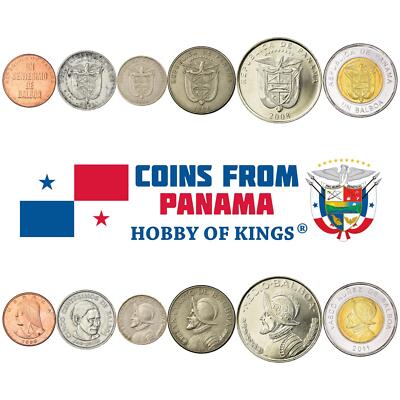 Panamanian 6 Coin Set 1 5 Centesimos 1/10 1/4 1/2 1 Balboa | Panama | eBay