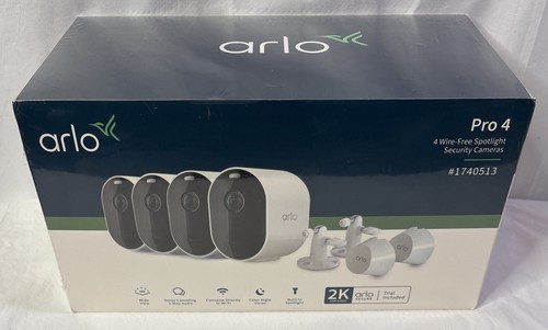 Arlo Pro 4 Sealed Box 4 Pack Spotlight Wire-Free Camera Security System ...