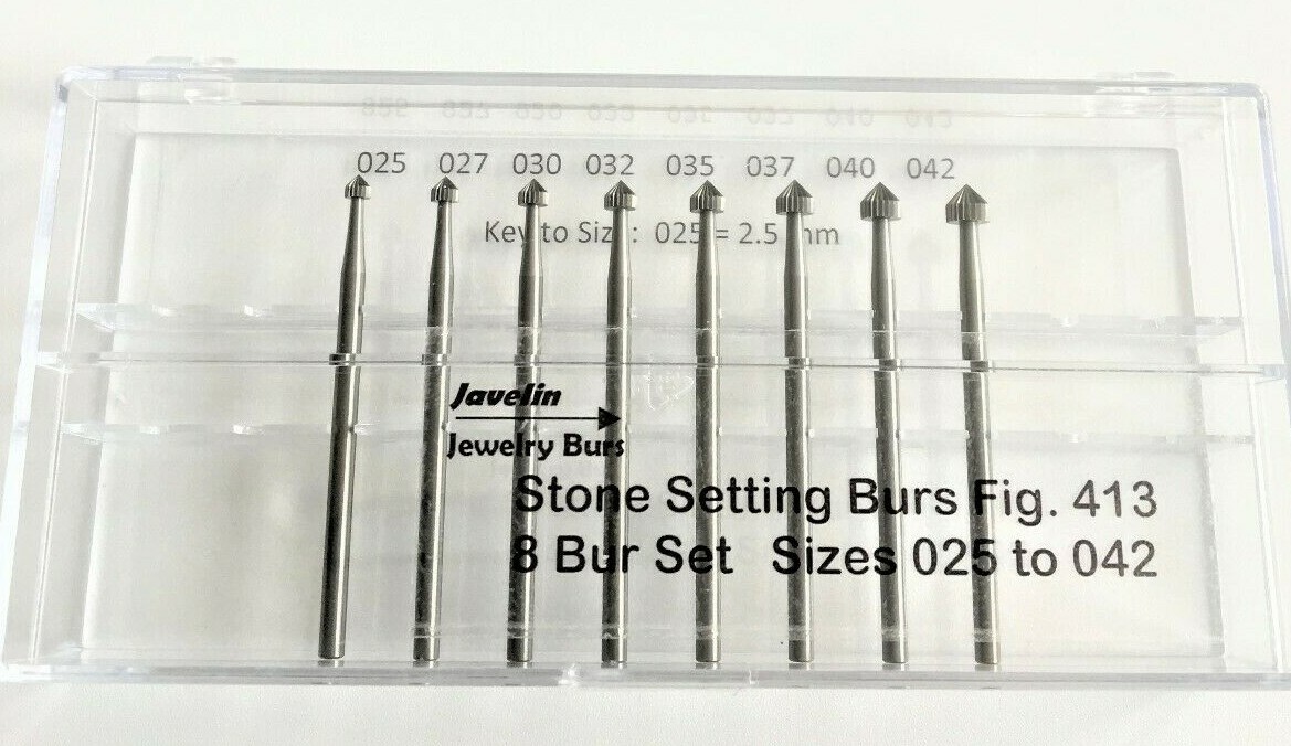 JEWELRY STONE SETTING BUR, MEDIUM 8 PCS 025 TO 042, FIG 413, BURS FOR ...