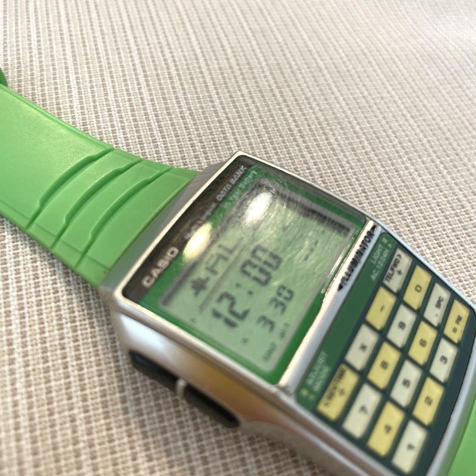 Casio Data Bank DBC-32C Men's Watch Green Digital Quartz Rubber Band | eBay