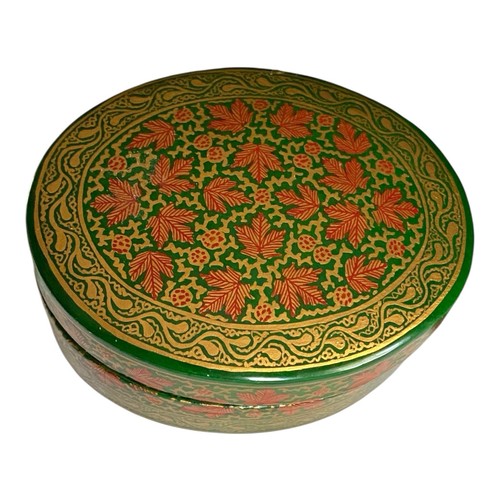 Vintage Kashmir Lacquer Floral Hand Painted Trinket Box Paper Mache ...